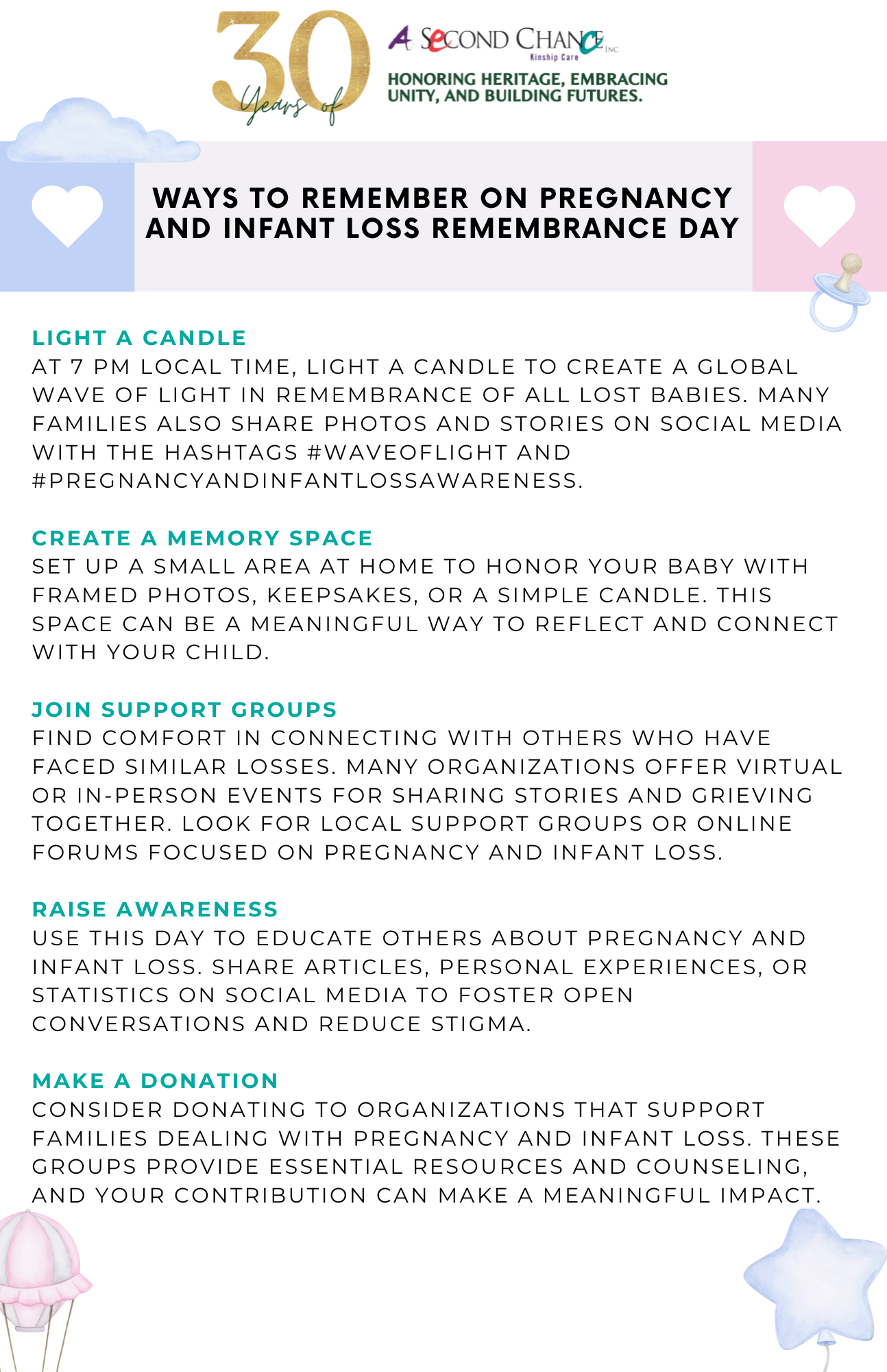 Honoring Pregnancy and Infant Loss Remembrance Day - A Second Chance, Inc.